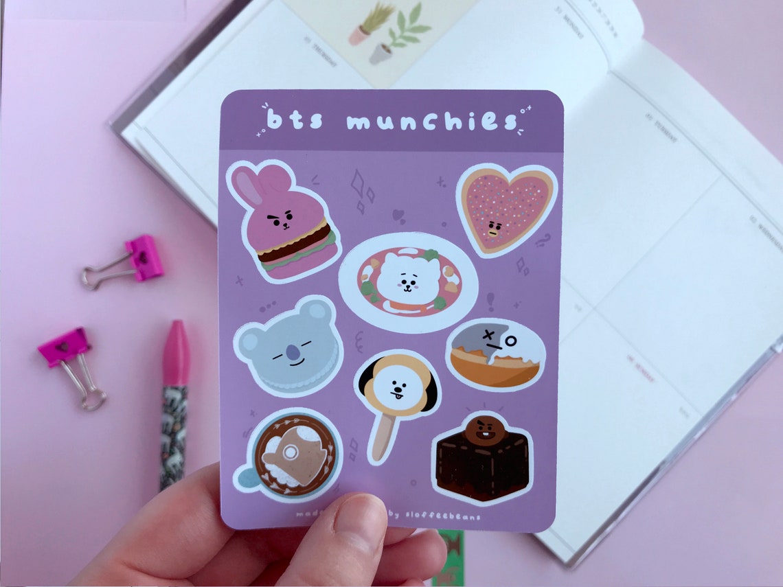 Mini BTS BT21 Inspired Planner Journal Stickers Kawaii Stickers Food ...