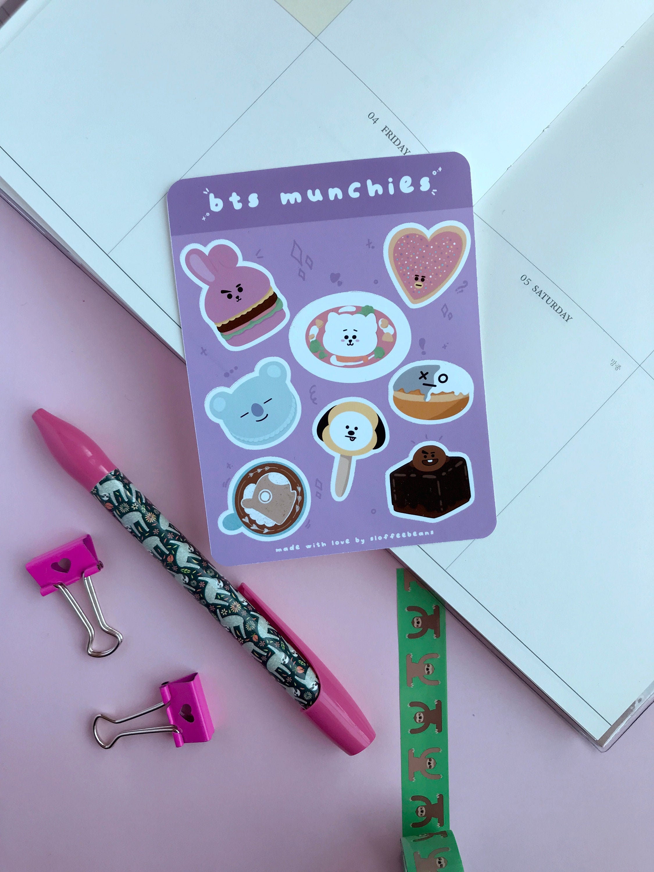 Mini BTS BT21 Inspired Planner Journal Stickers Kawaii Stickers Food ...