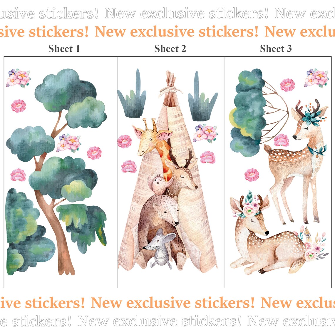 Deer Wall Decal for Kids Rooms Woodland Wall Decal Animal Wall - Etsy