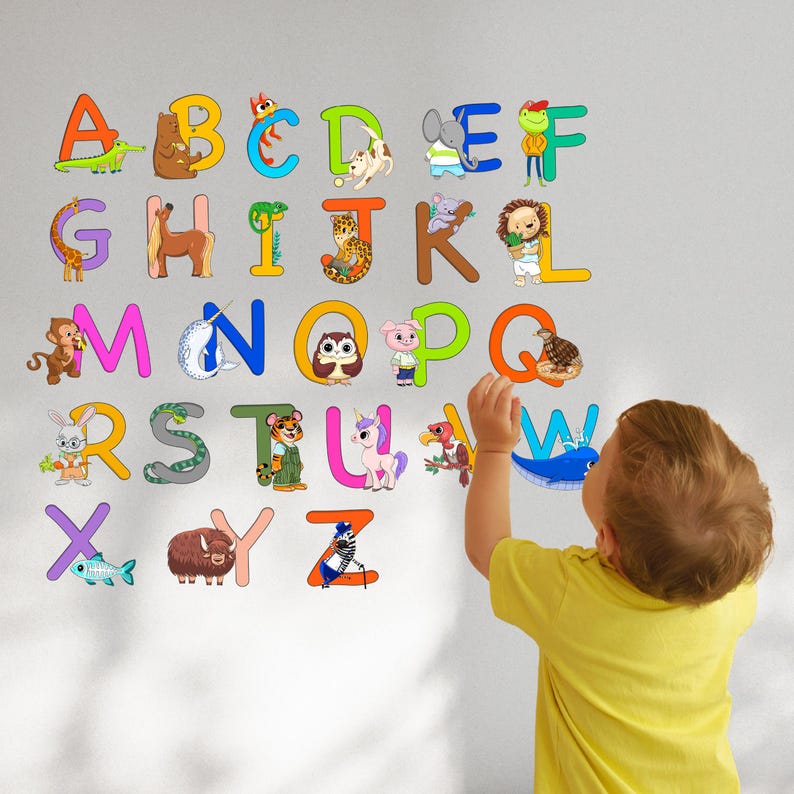 ABC Educational Wall Stickers for Kids - Animal Alphabet Wall Decals by ...