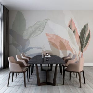 Large Ficus Leaves Wallpaper Mural - Green Leaves Botanical Wallpaper ...