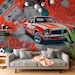 Vintage Car Wallpaper Mural - Bright Red Car Wall Decor - Sports Car ...