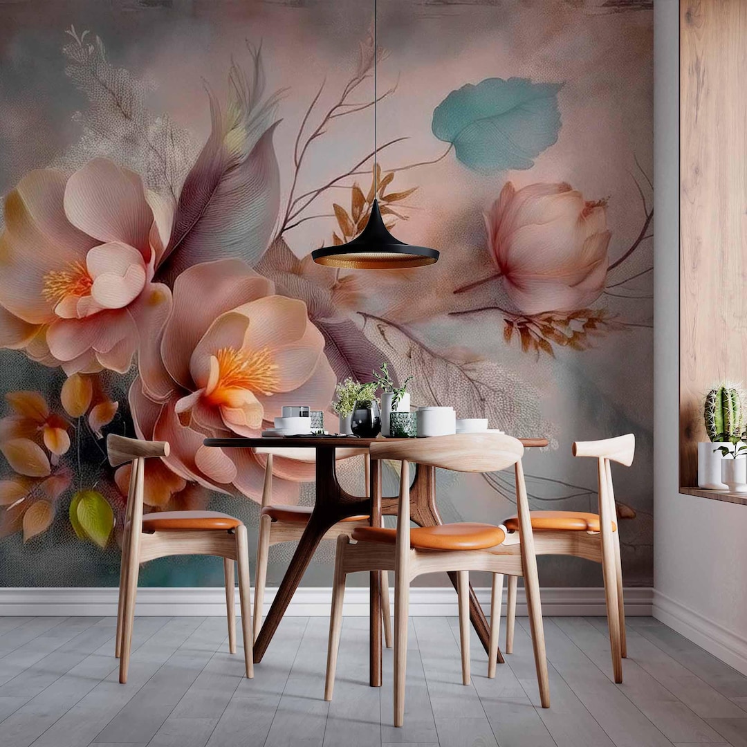 Elegant Floral Wallpaper Mural - Romantic Peony Design - Floral Motif ...