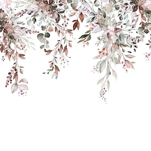 Botanical Wallpaper Floral Seamless Border Plant Motifs Tropical Wall ...