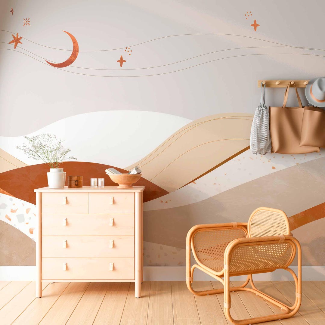 Abstract Starry Night Wallpaper - Light Beige Orange Gradient Wallpaper ...