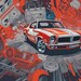Vintage Car Wallpaper Mural - Bright Red Car Wall Decor - Sports Car ...