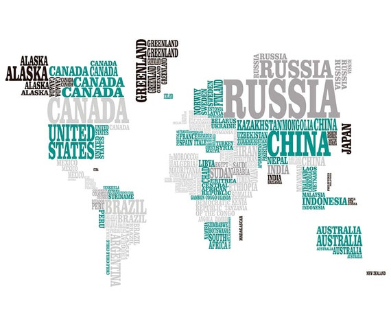 World Map Wallpaper Letters World Map Wall Mural Peel and | Etsy UK