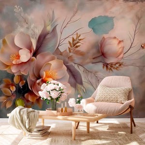 Elegant Floral Wallpaper Mural - Romantic Peony Design - Floral Motif ...