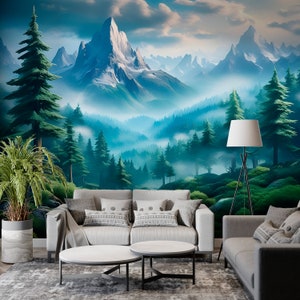 Mountain Valley Wallpaper - Landscape Wall Mural-rocky Mountains ...