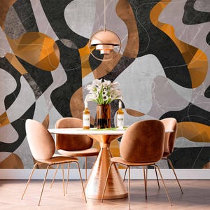 Gold Abstract Peel and Stick Wallpaper- Modern Wall Art Wallpaper for ...