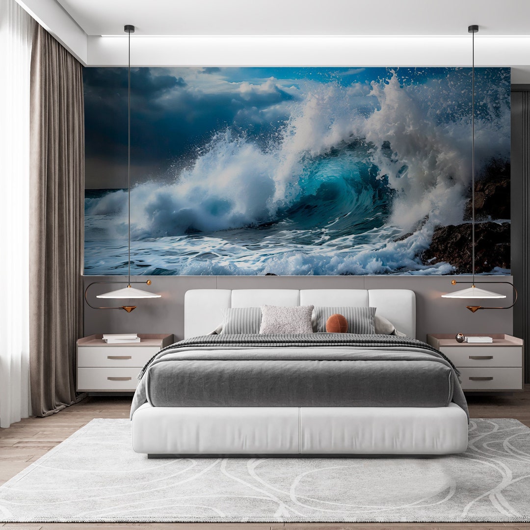 Aqua Ocean Wallpaper - Sea Foam Wallpaper - Waves in the Ocean Wall ...