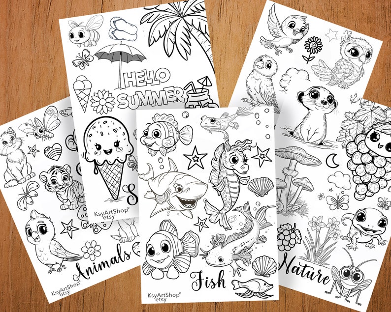 Printable Coloring Sheets, Coloring Pages for Kids, - Etsy