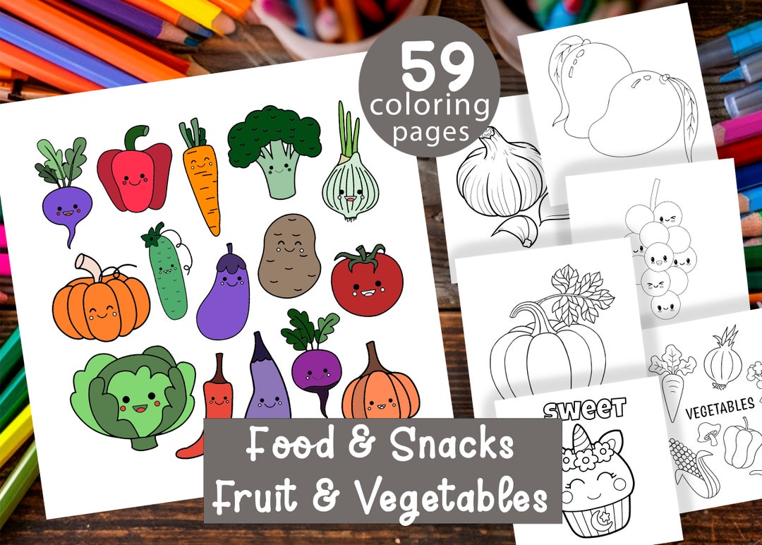 Food Coloring Book, Bold and Easy, Fruits & Food Coloring Page ...
