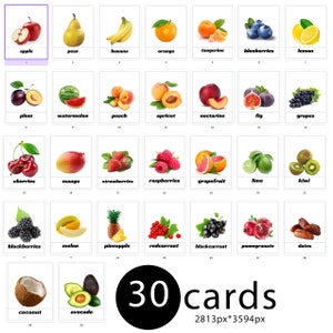 FRUITS Cards • Editable Montessori Cards • Flash Cards Nomenclature ...