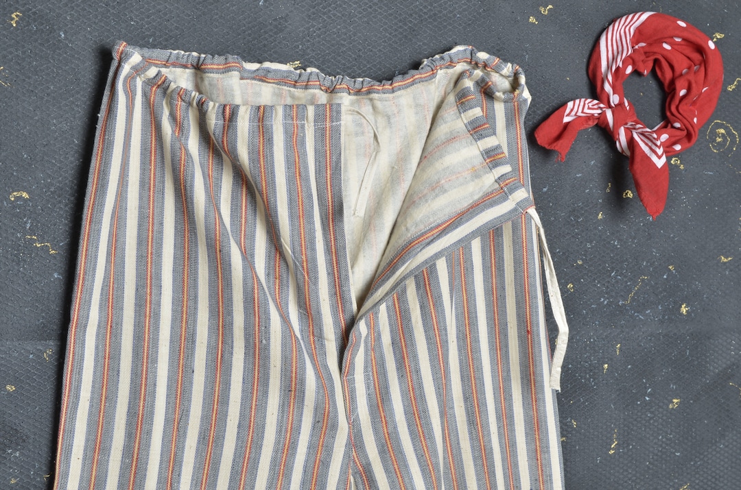 Vintage Prisoner Pants L Men Hickory Yoga Hawaii Flare Leg Artisan ...