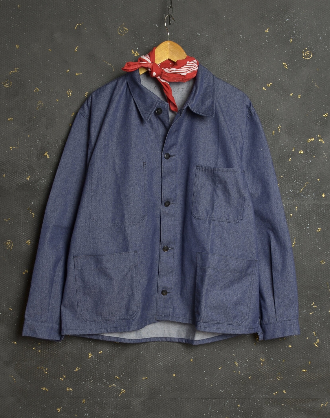 Vintage French Work Jacket XL Men Workwear Chore Coat Denim Shirt Bleu ...