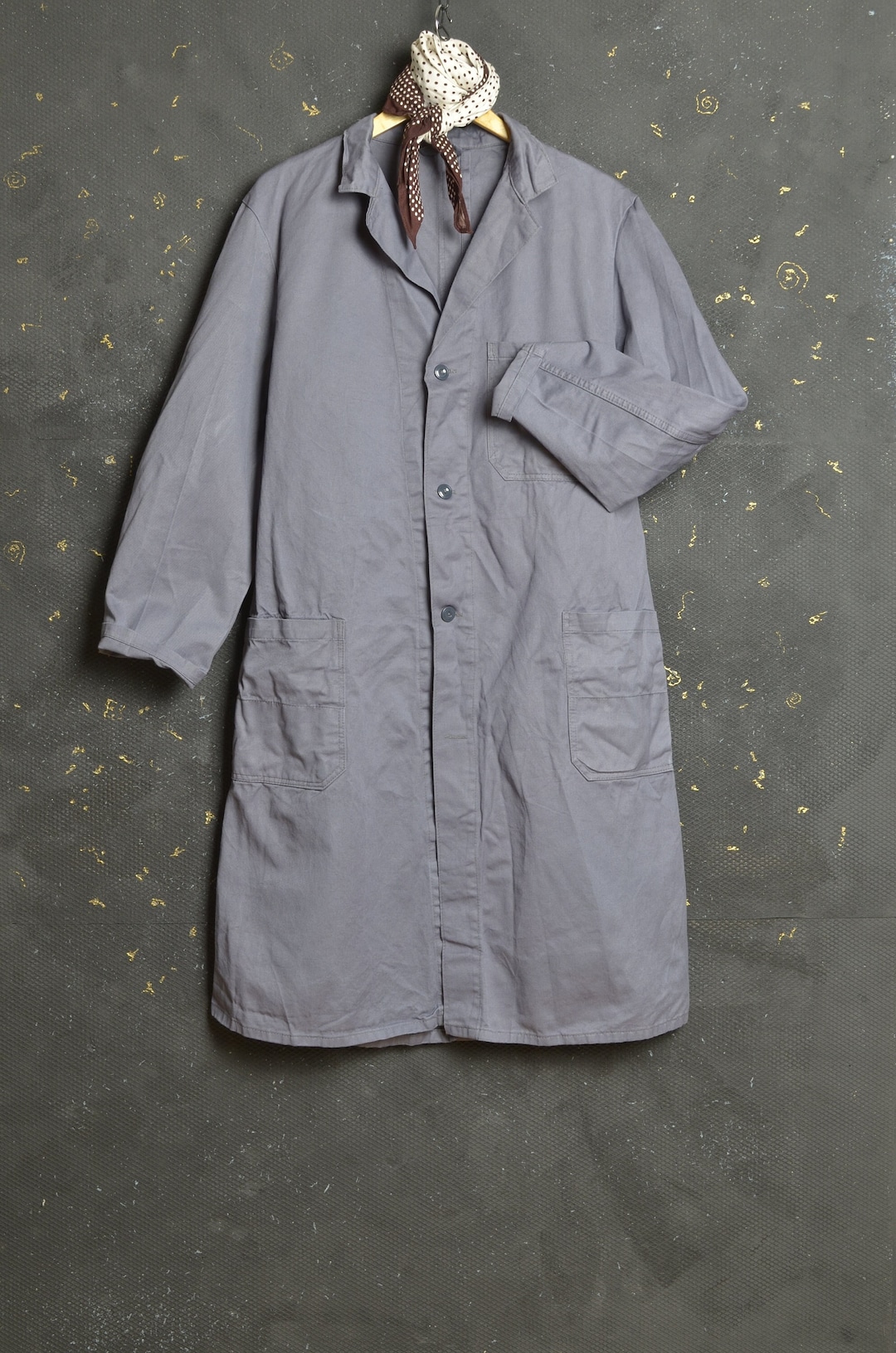 VINTAGE Workwear Coat L Men Artist Smock Porters Factory French Chore ...