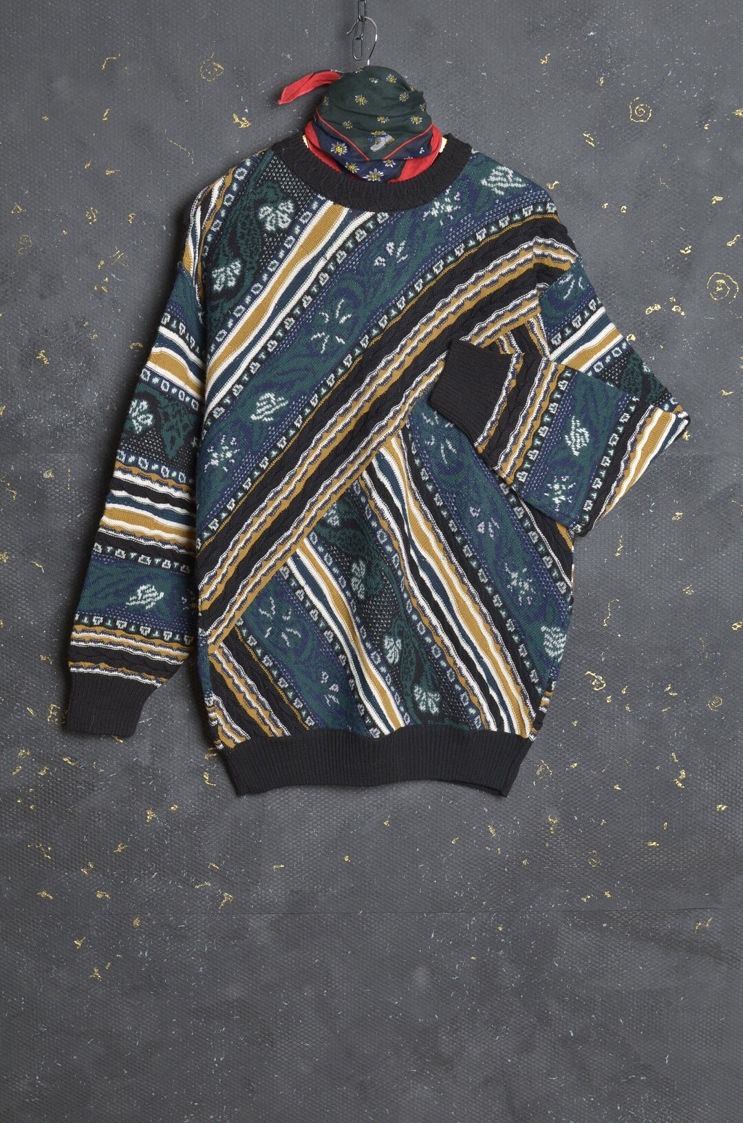 VINTAGE Men Sweater L COOGI Style Wool Polyacrylic Multi Colour ...