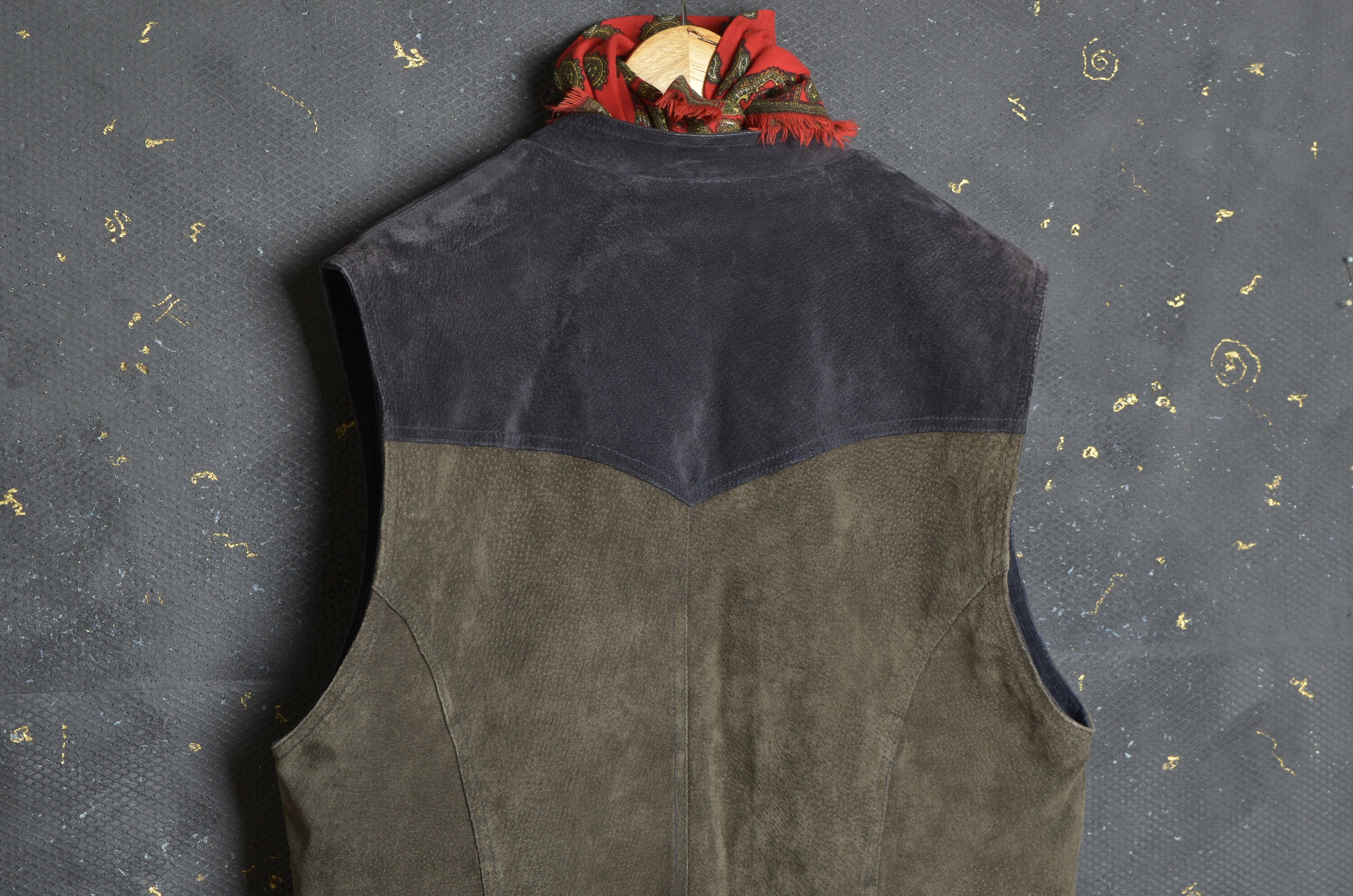 VINTAGE Trachten Vest L Men Germany Country Shooting Real Leather ...