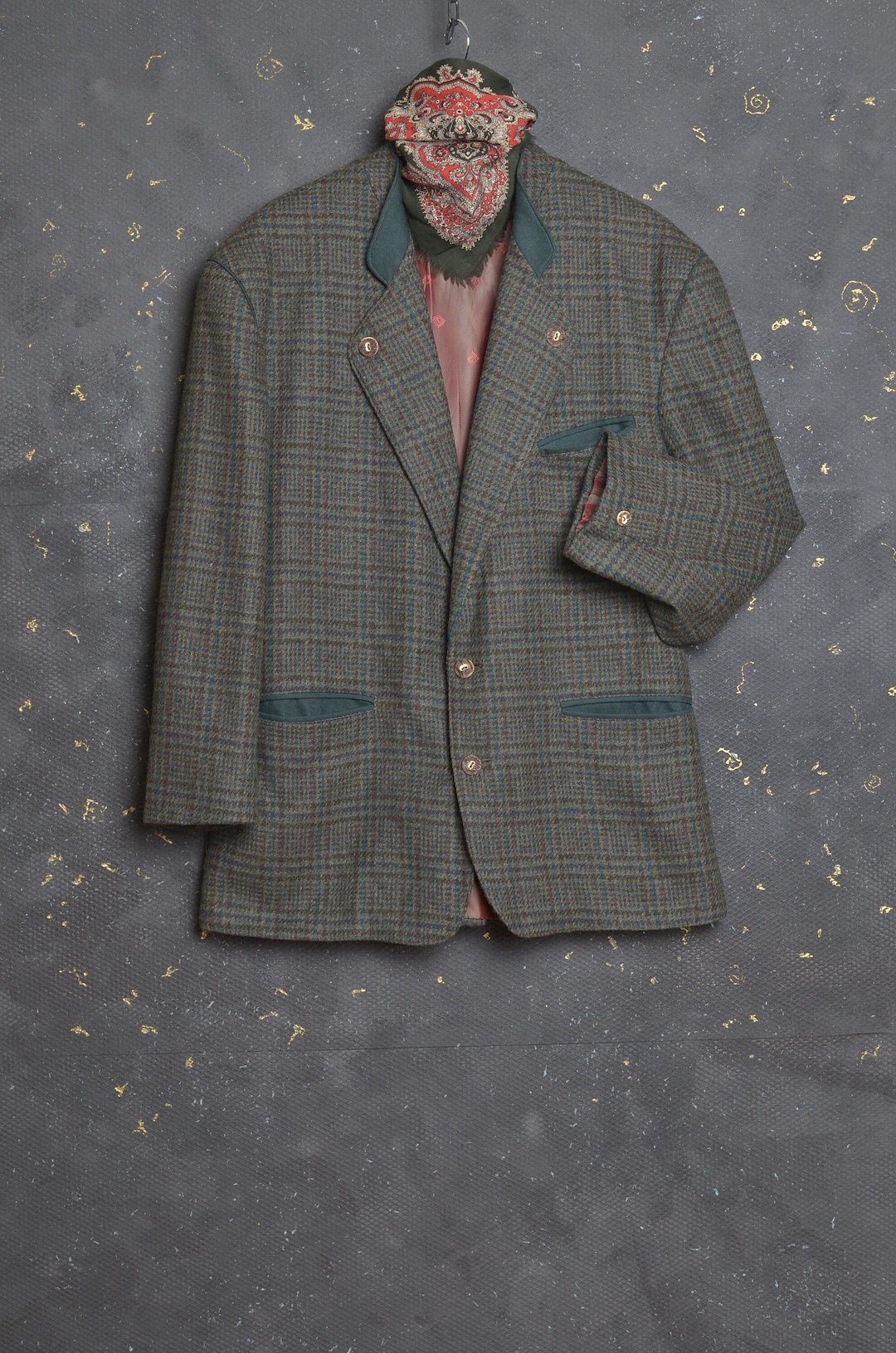 Vintage Hunting Jacket XL 54 Men Work Tweed Blazer Tartan Austrian ...