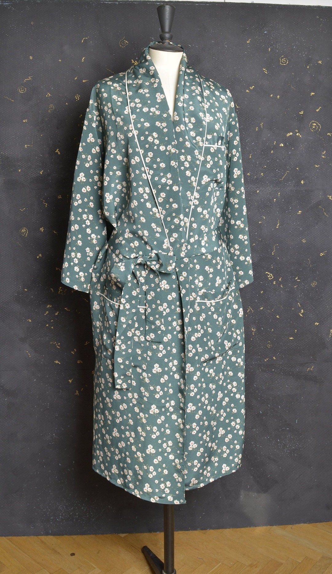 Vintage France Women Housecoat Loungewear Floral Summer Morning Coat ...