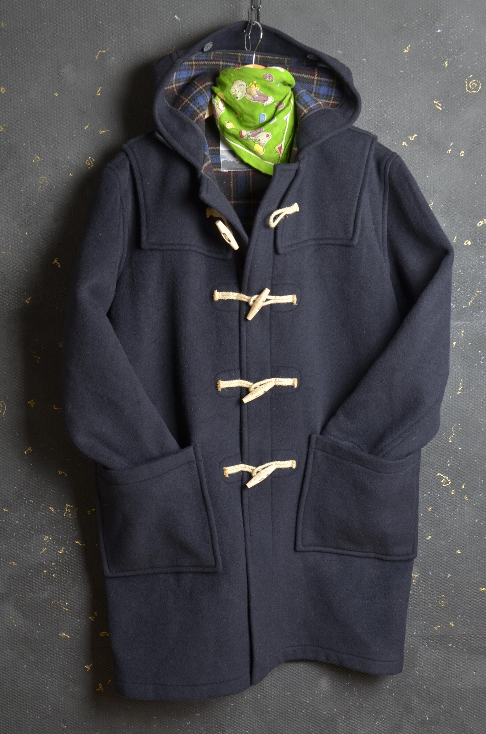 Vintage Original Montgomery England Duffle Coat L England Tartan Tweed ...