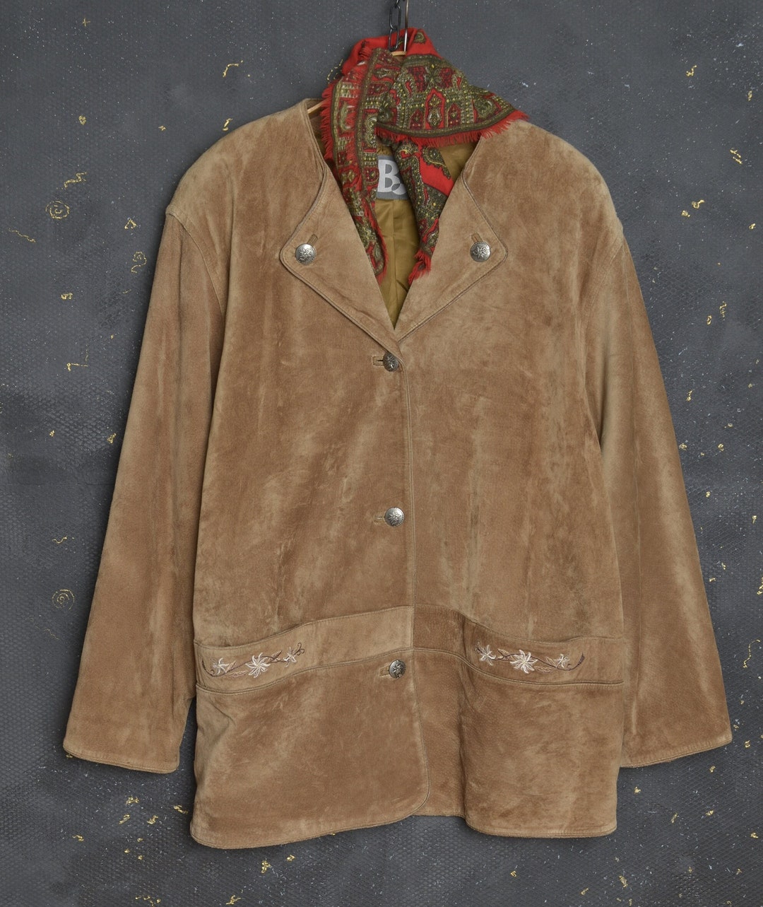 VINTAGE Men Real Leather Shooting Jacket L Outwear Bavarian Loden ...