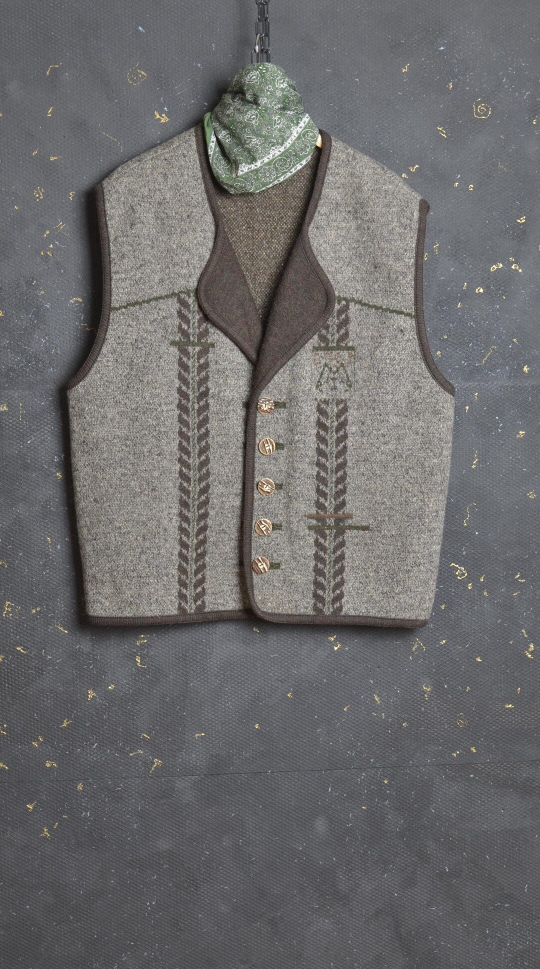 VINTAGE Shooting Vest L Men Outwear Germany Trachten Country Wool ...