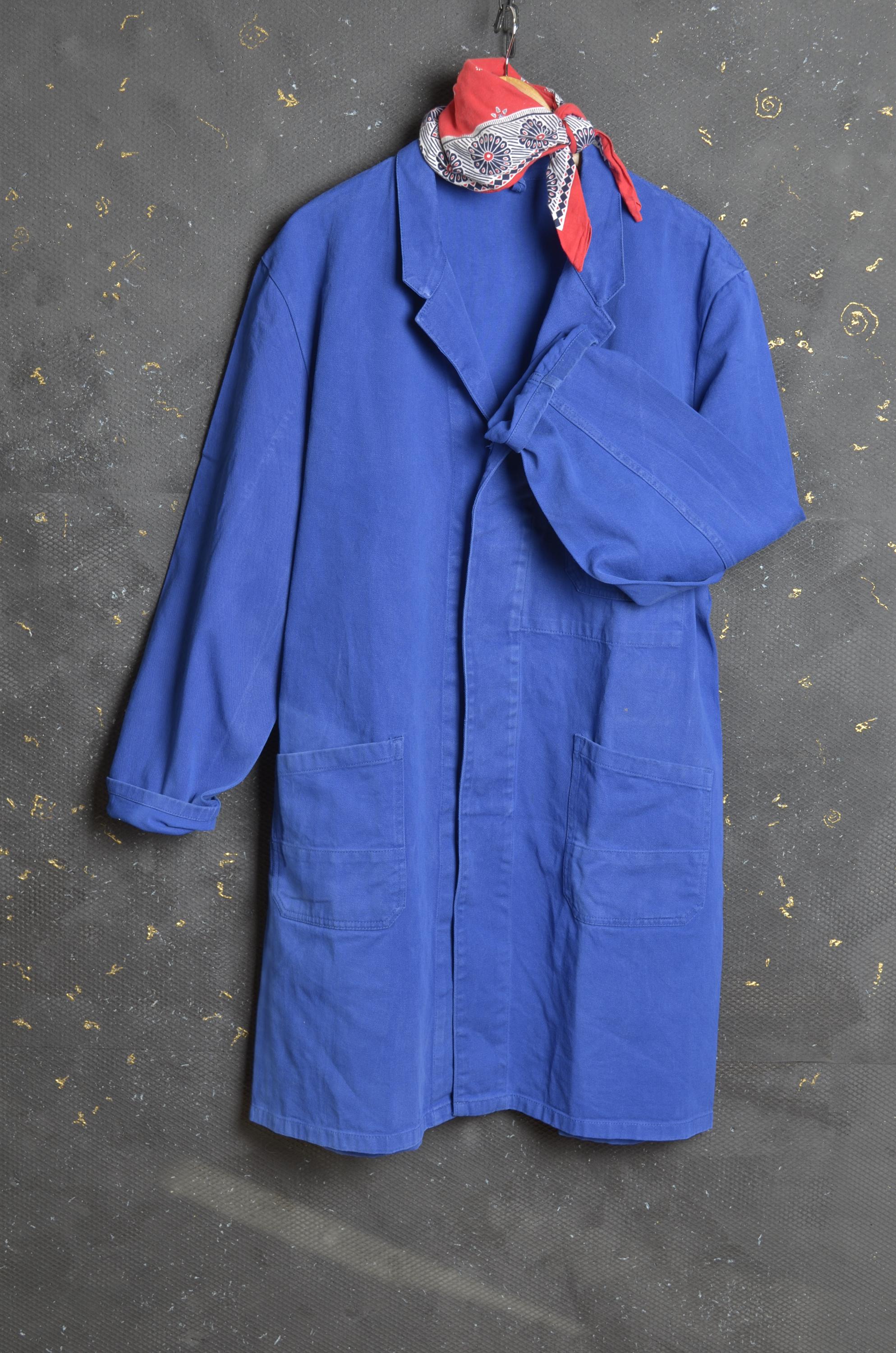 VINTAGE Workwear Long Jacket XL Men Worker Duster Coat Artist Smock ...