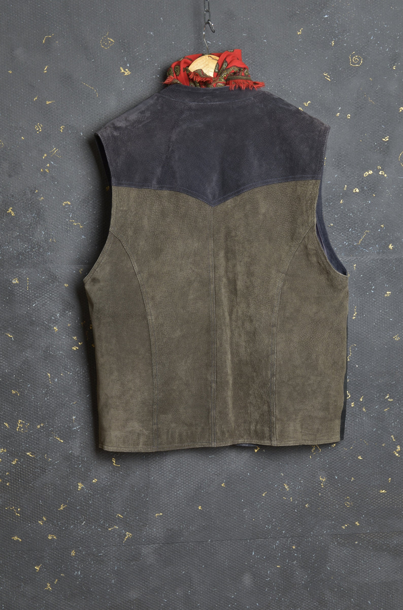 VINTAGE Trachten Vest L Men Germany Country Shooting Real Leather ...