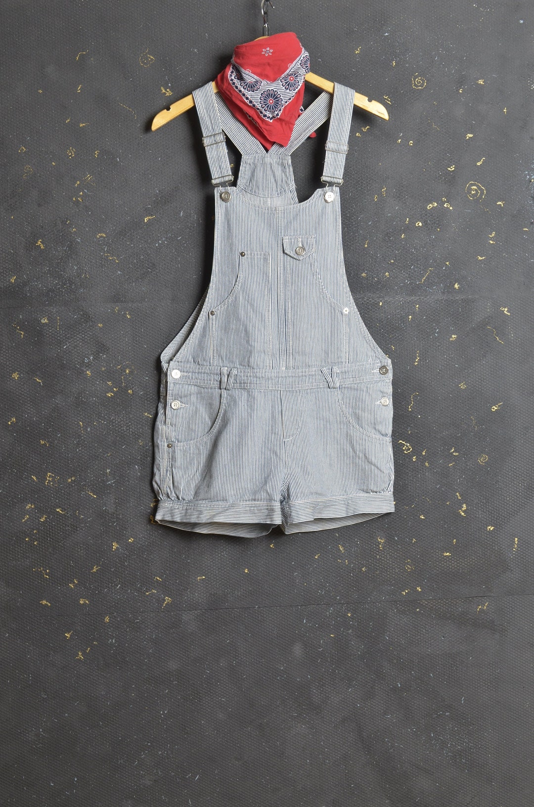 Vintage Workwear Denim Jumpsuit M Women Dungarees Hickory Stripes Chore ...