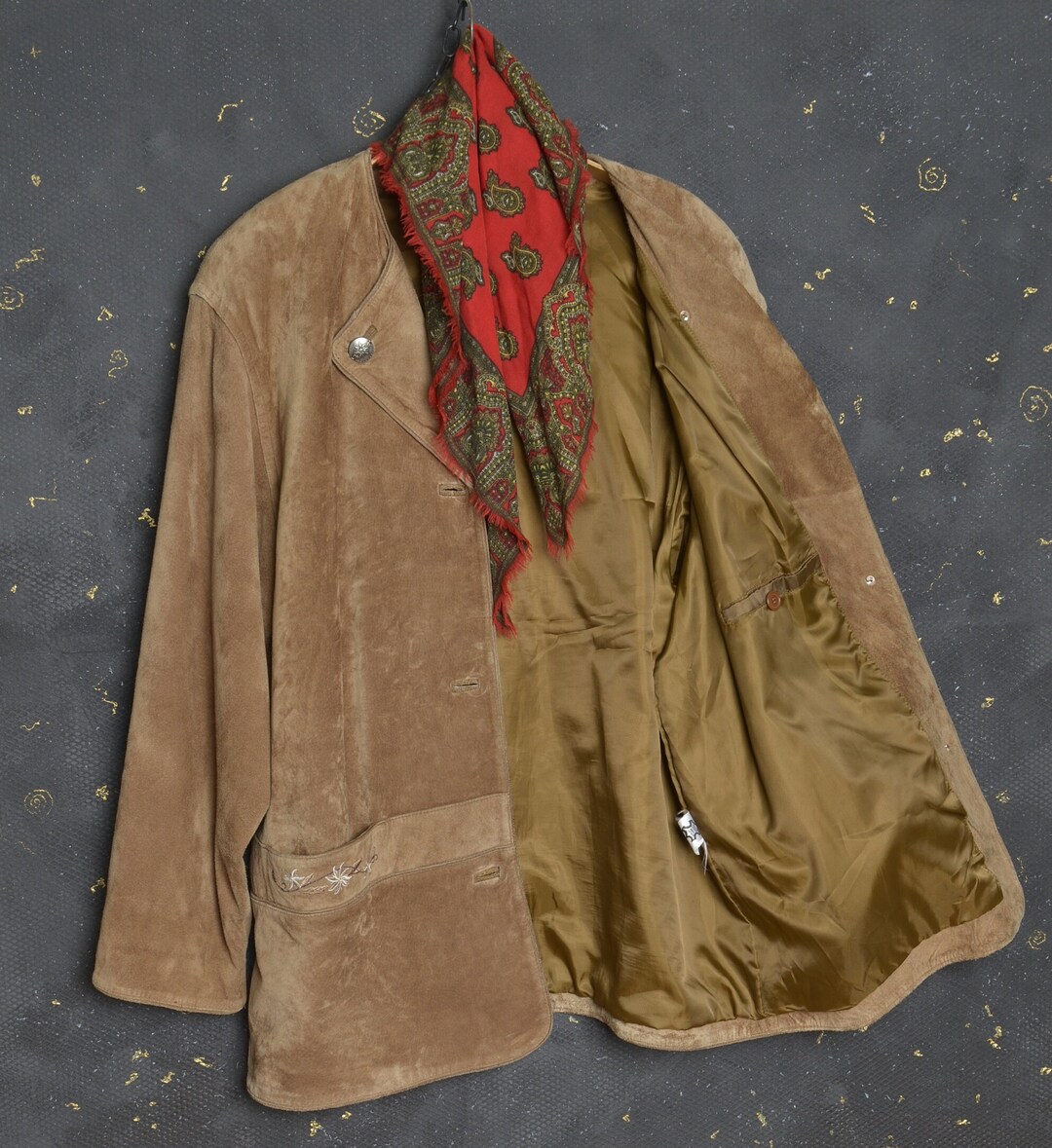 VINTAGE Real Leather Shooting Jacket L Men Outwear Bavarian Loden ...