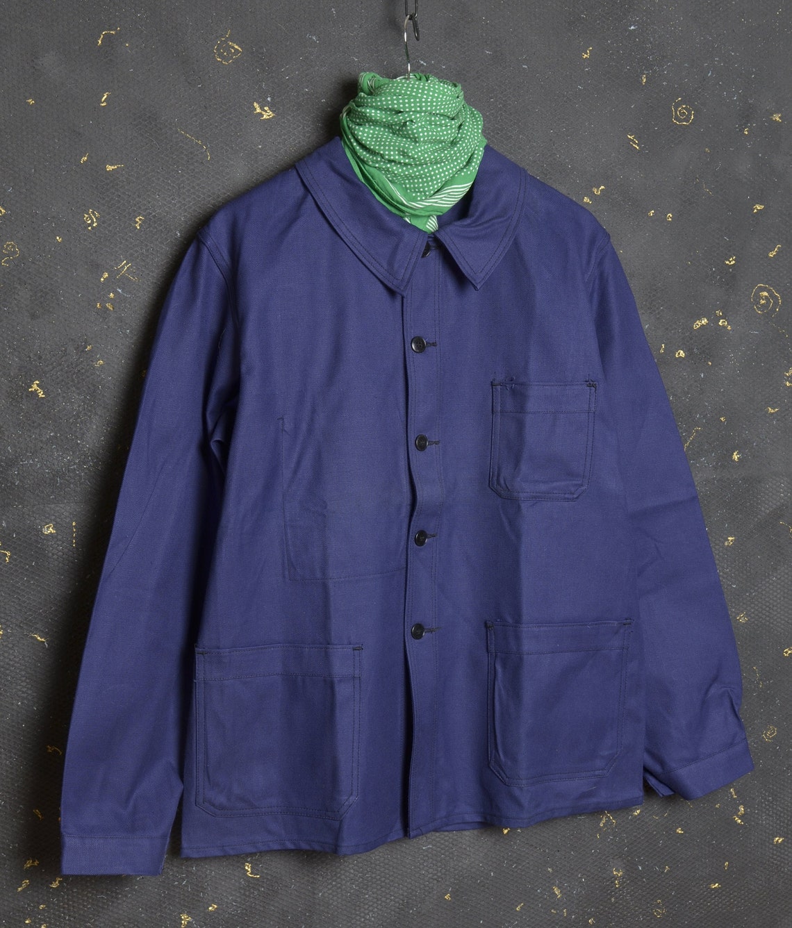 Vintage French Work Jacket M L Men Chore Coat Indigo France Workwear ...