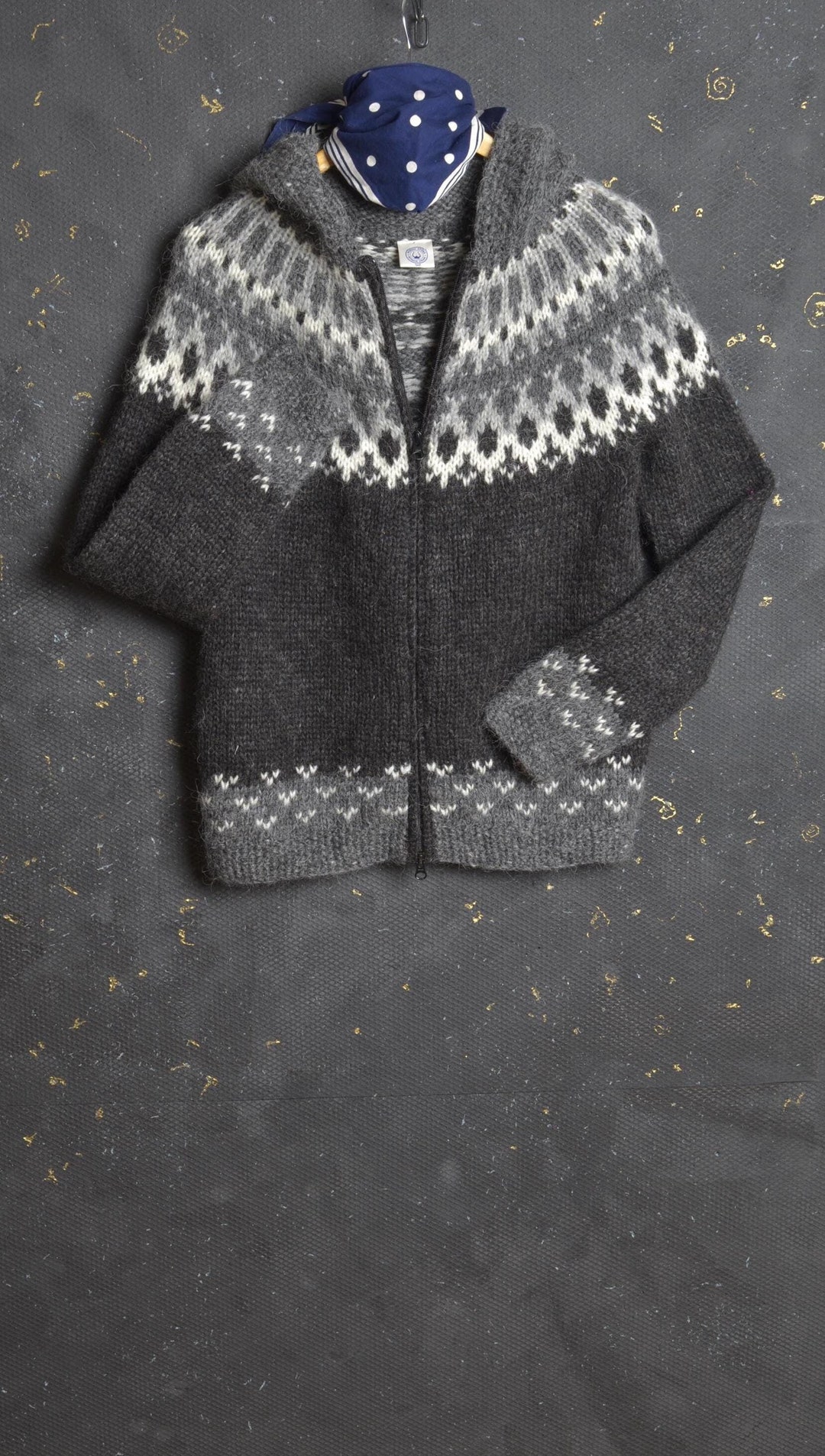 VINTAGE Icelandic Wool Cardigan S Handknitted Fisherman Viking Jumper ...