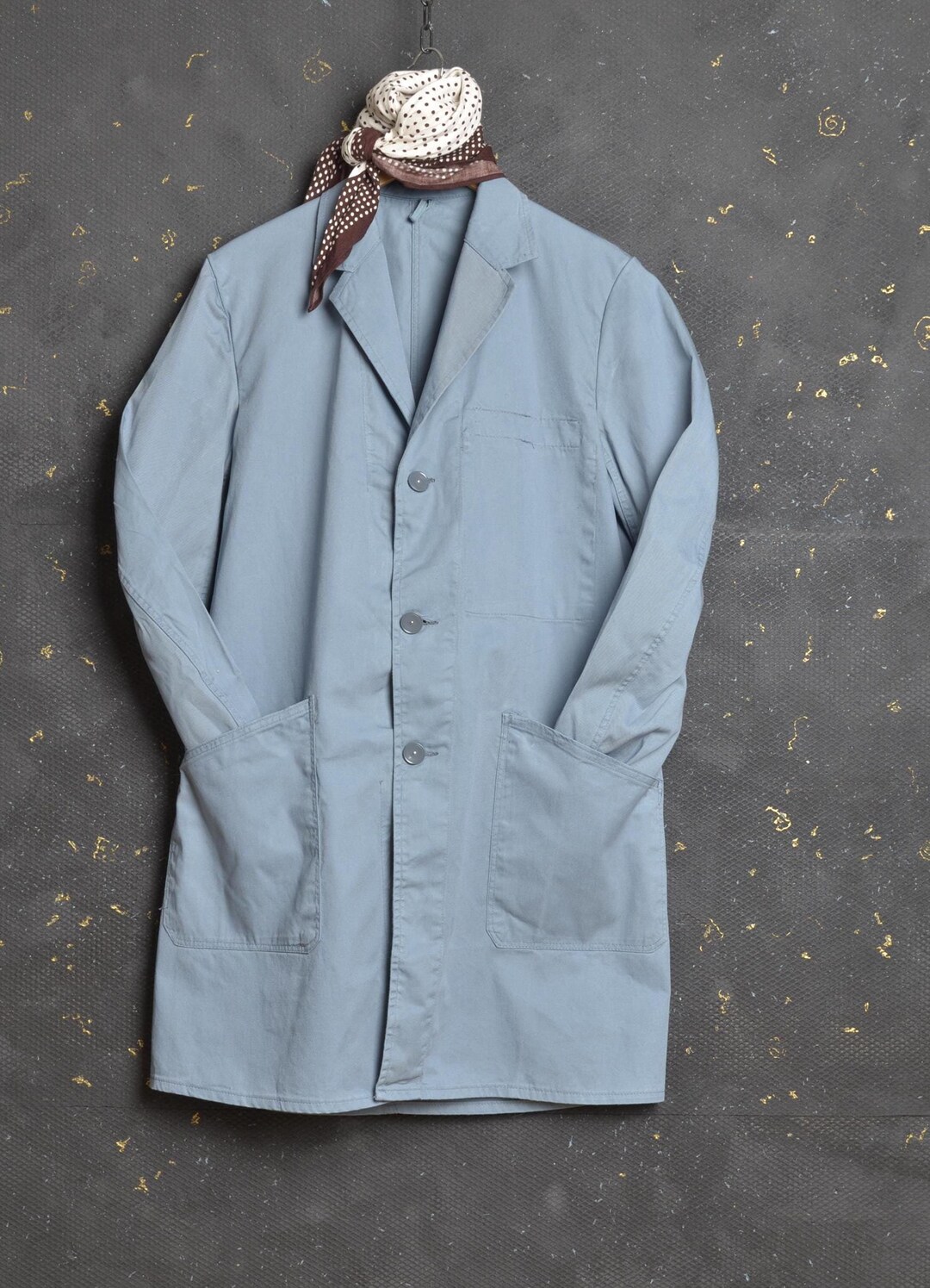 VINTAGE Workwear Long Jacket M Men Artist Smock Porters Coat Factory ...