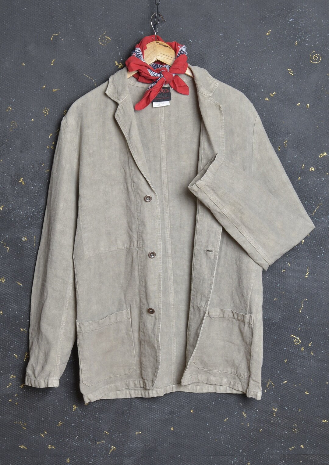 Vintage French Work Coat VETRA FRANCE Workwear Linen Jacket M 44 Chore ...