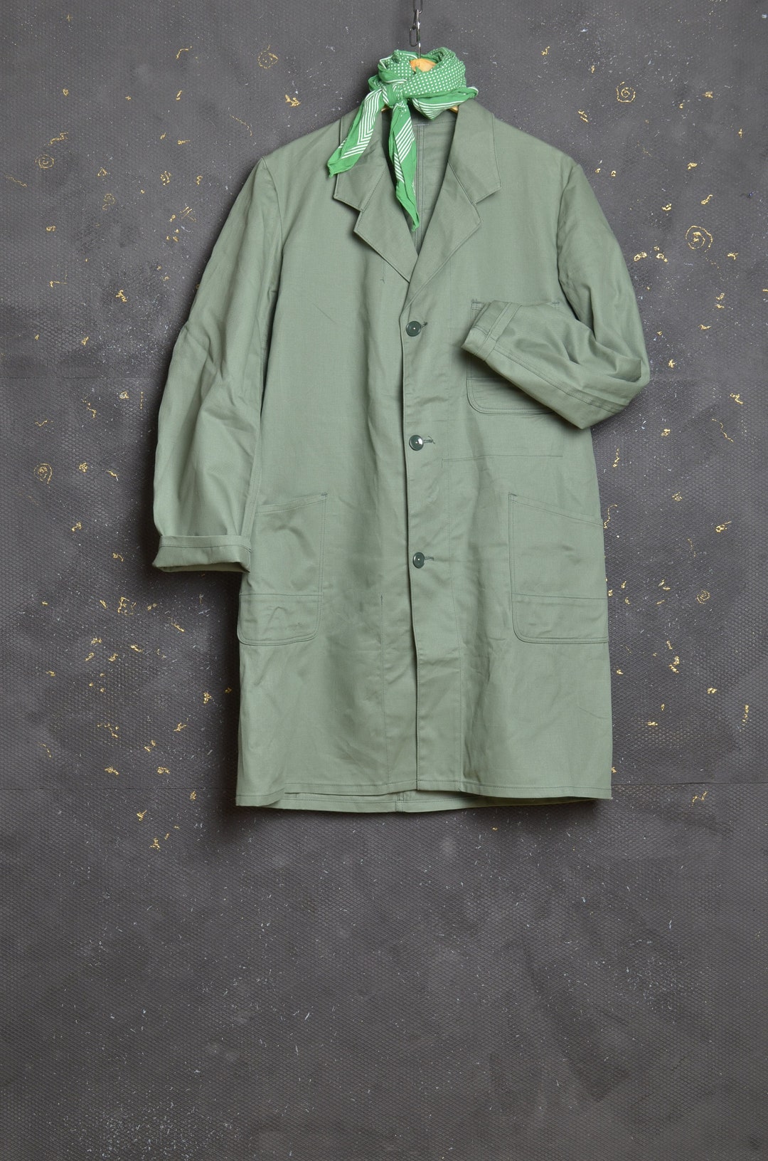 VINTAGE Workwear Coat L Men Artist Smock Porters Factory French Chore ...