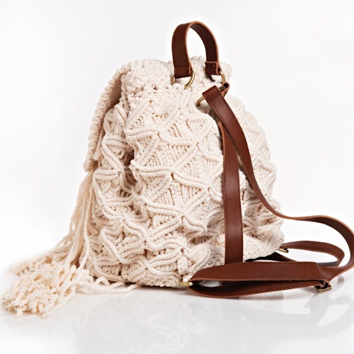 401 / New Macrame Backpack in Off-white - Etsy