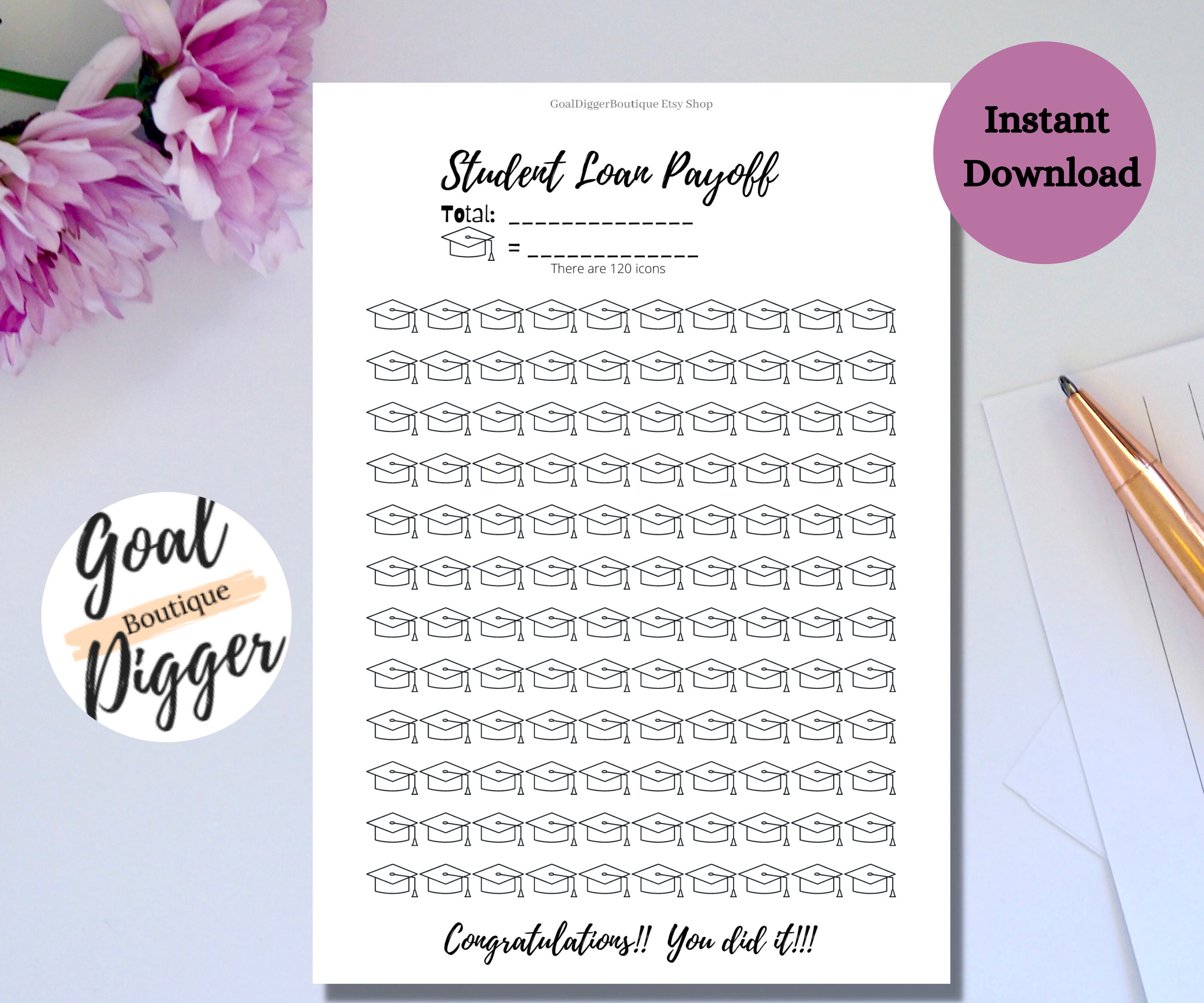 Student Loan Payoff Tracker | Savings Tracker | Printable Payoff ...