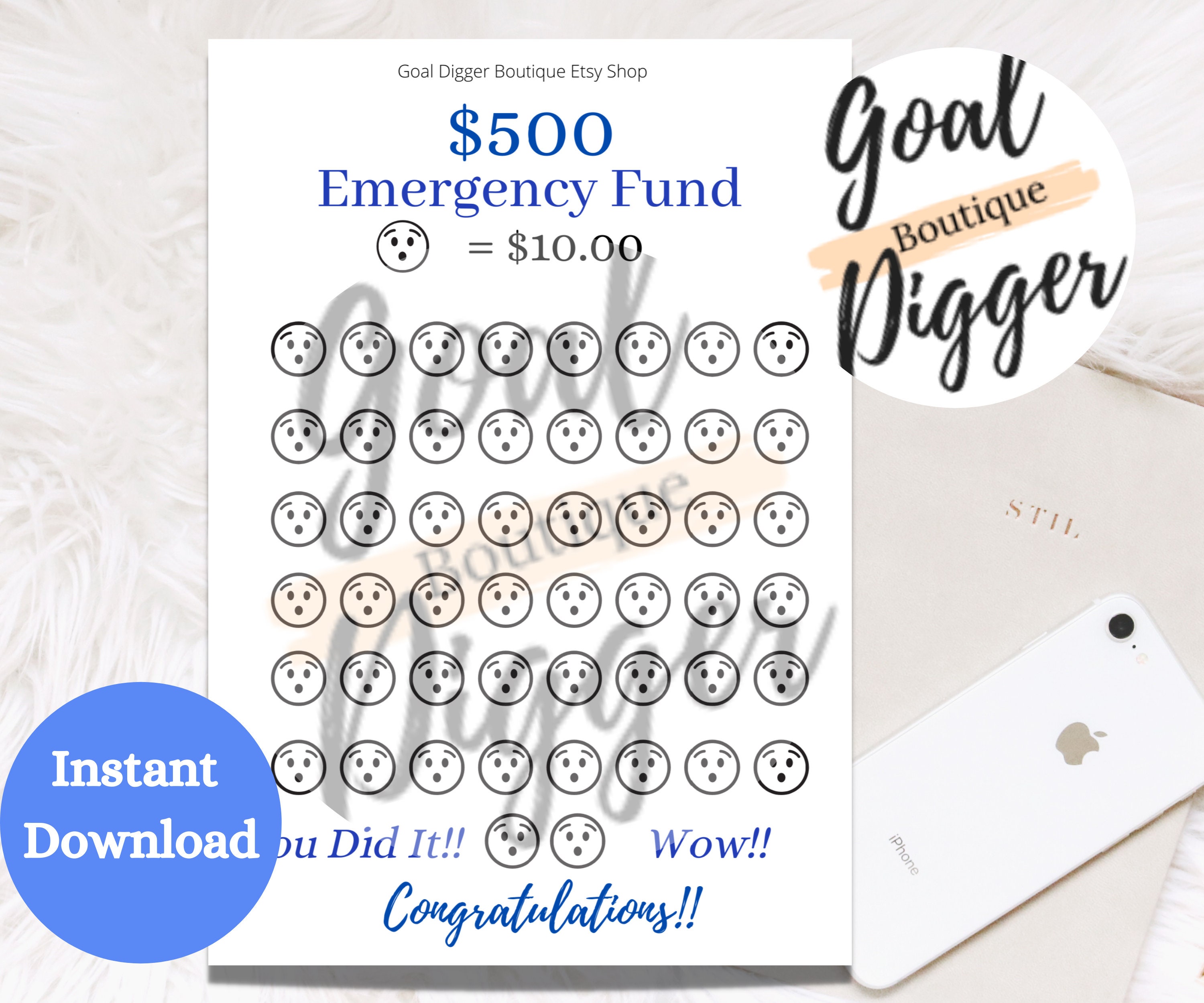 500 Emergency Fund Savings Tracker| ER Fund | Savings Tracker ...