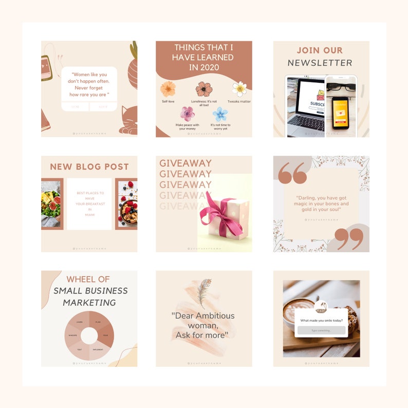35 Instagram Engagement Post Templates for Canva, Quotes Promotion ...