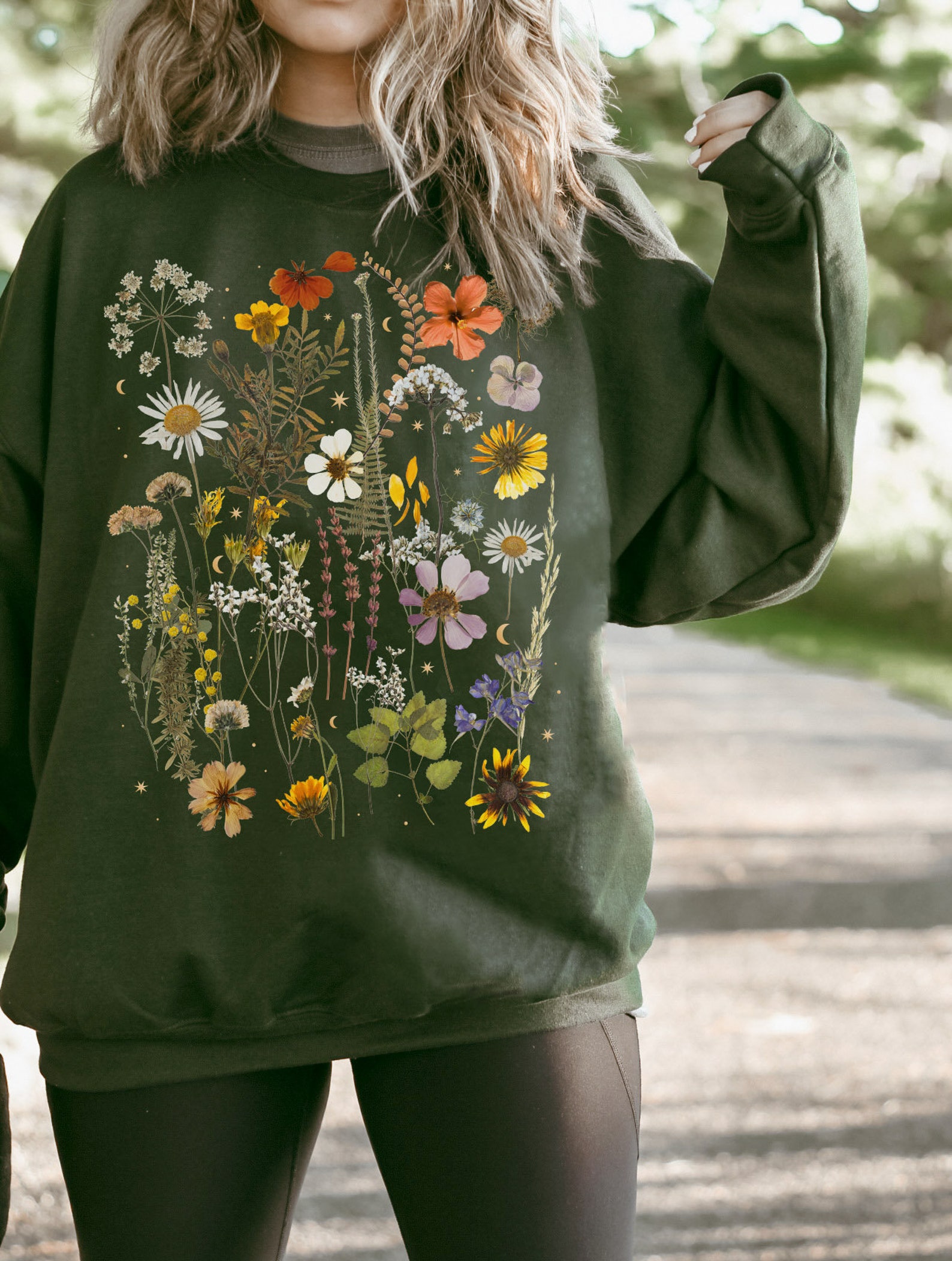 Botanical Pressed Flowers Sweatshirt Autumn Botanical Pullover - Etsy