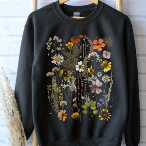 Botanical Pressed Flowers Sweatshirt Autumn Botanical Pullover Fall ...