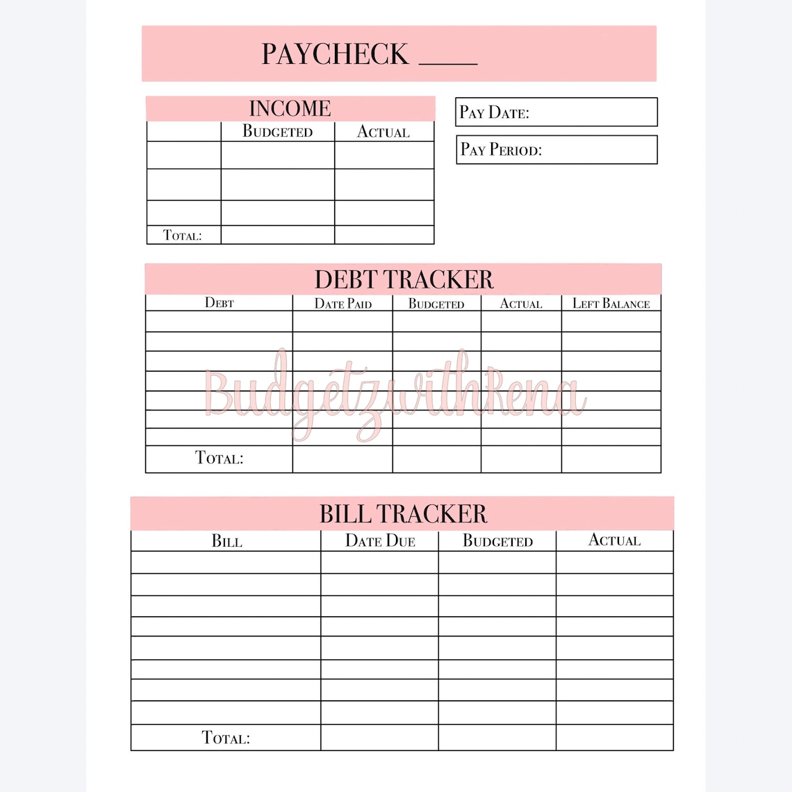 Paycheck Tracker Sheet - Etsy