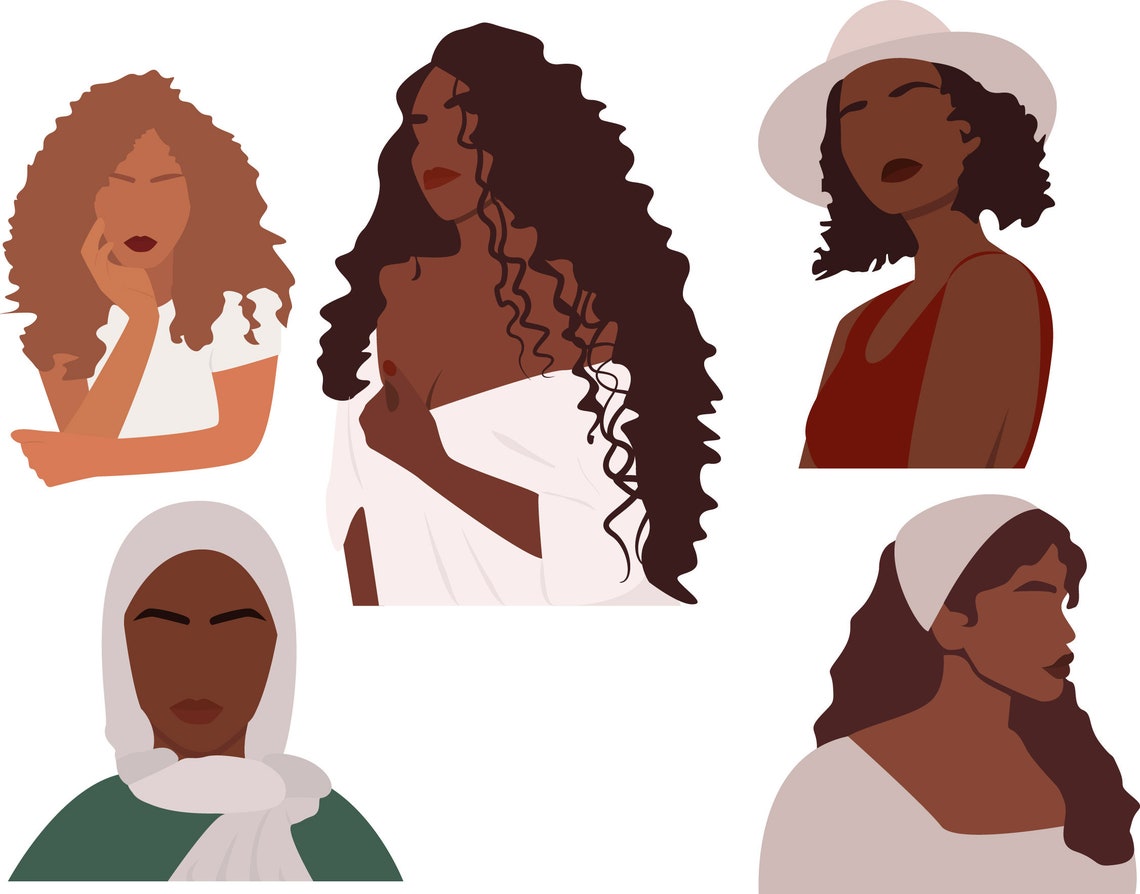 Abstract Black Woman Clipart. African American Girls Clip Art. - Etsy