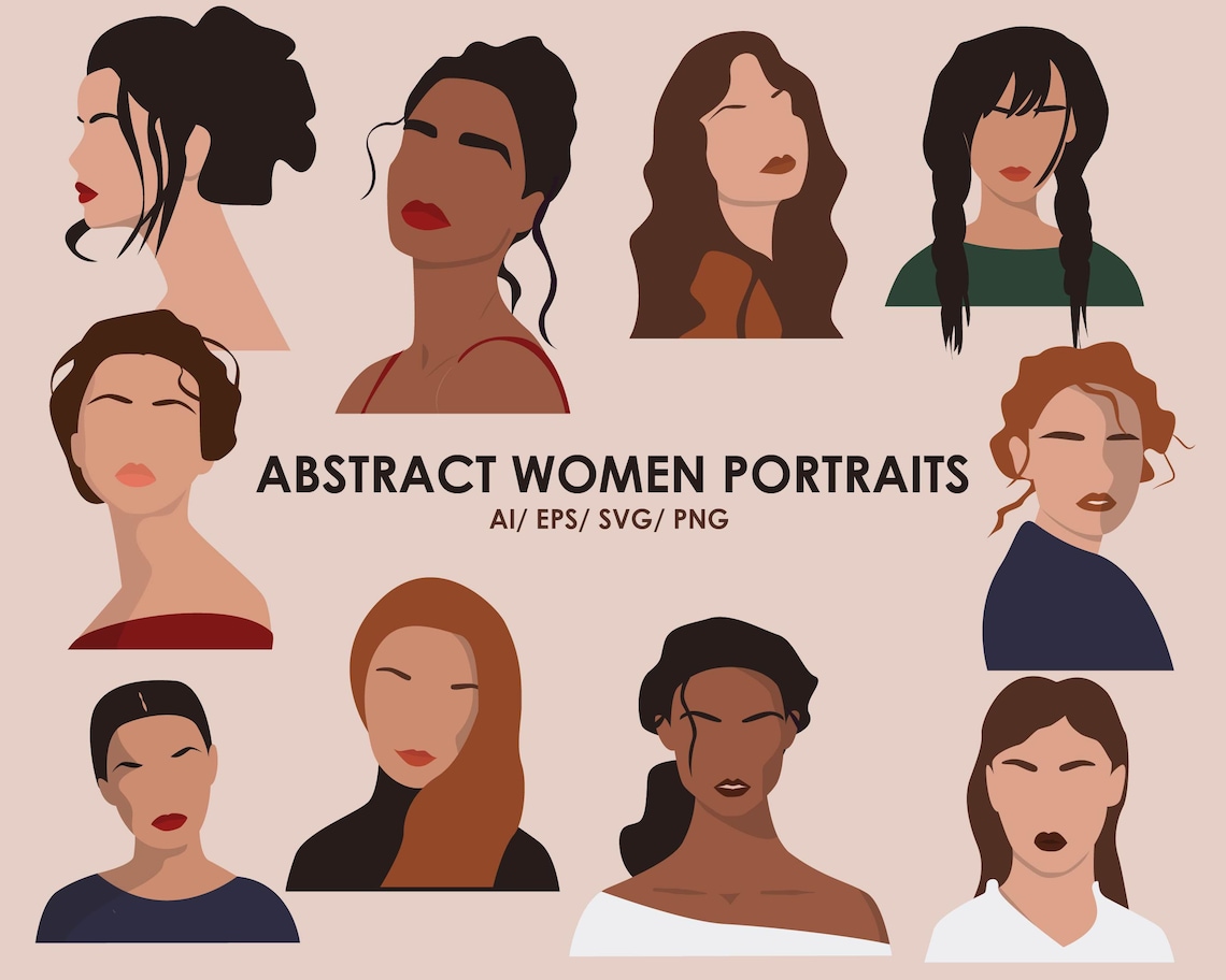 Set of Abstract Woman Portraits Clip Art. Abstract People - Etsy