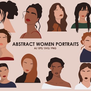 Set of Abstract Woman Portraits Clip Art. Abstract People Clipart ...