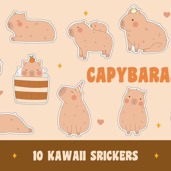 Digital Capybara Stickers - Etsy
