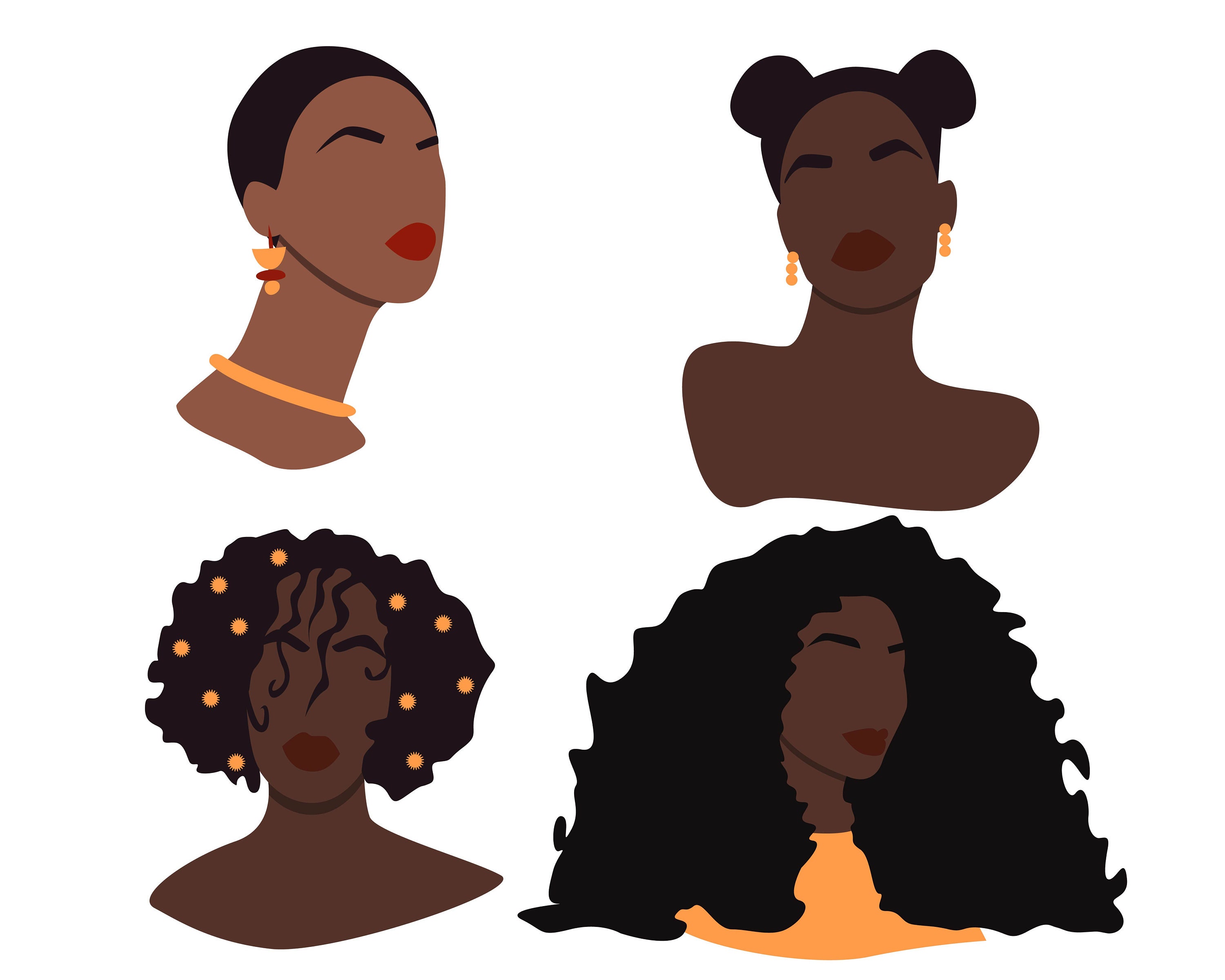 African Female Vector Clipart. Absctract Black Woman Clip Art. - Etsy ...
