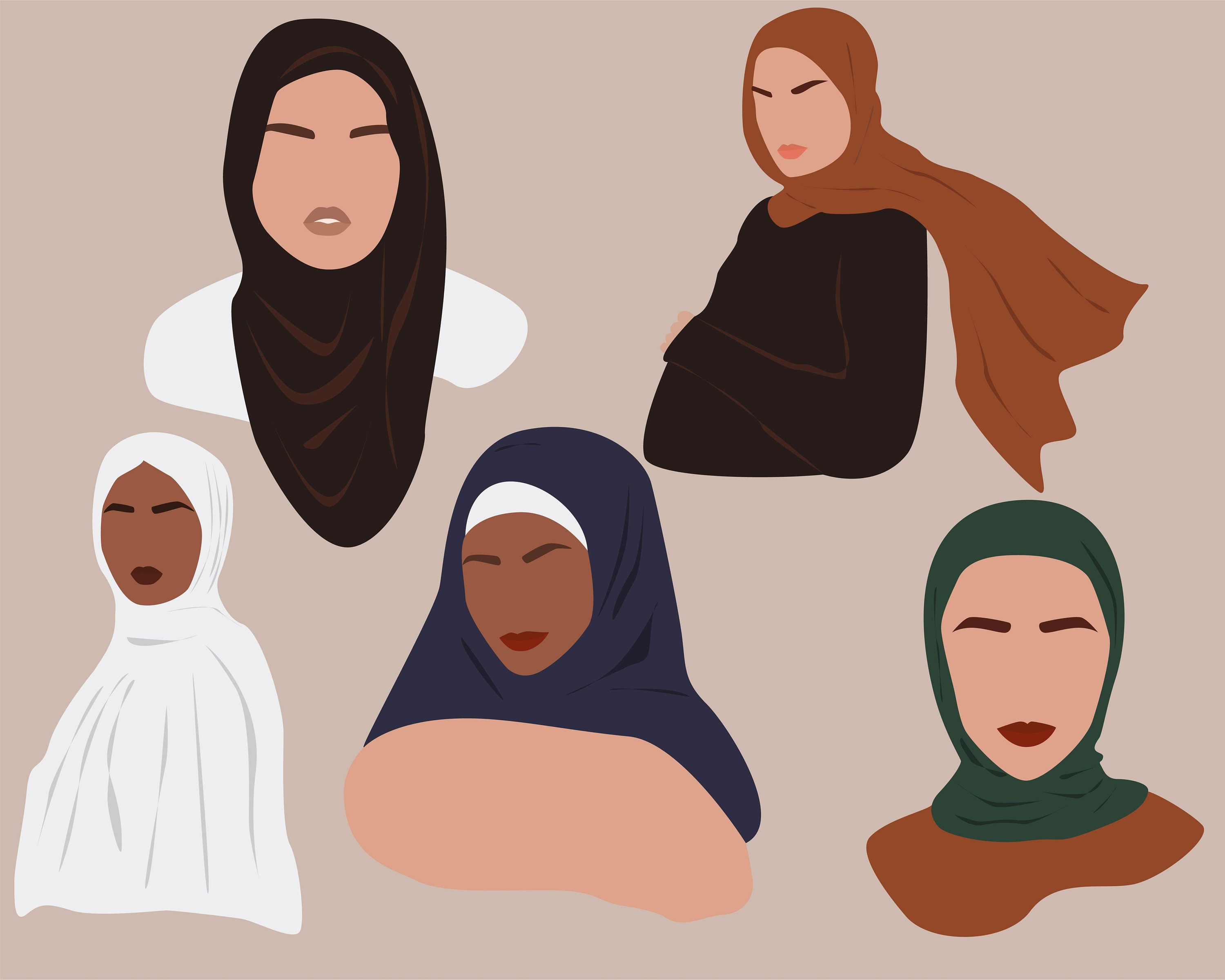 Abstract Women in Hijabs Clipart. Muslim Clip Art. Hijab | Etsy